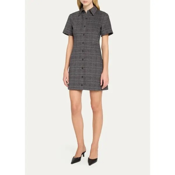 Theory Easy A-line Glen Plaid Mini Dress