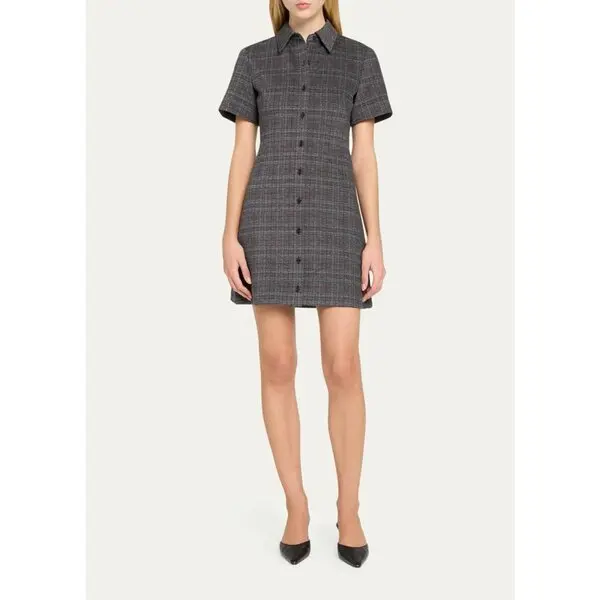 Theory Easy A-line Glen Plaid Mini Dress