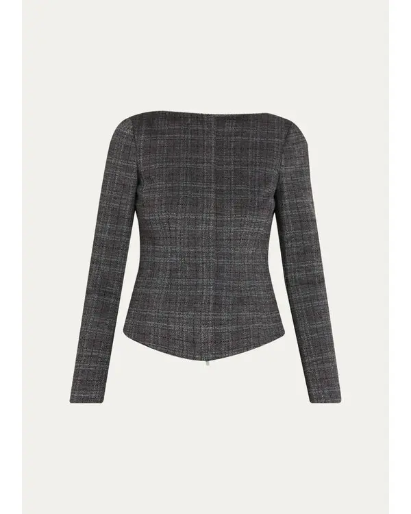 Theory Plaid Tweed Jacket - Wine Multi