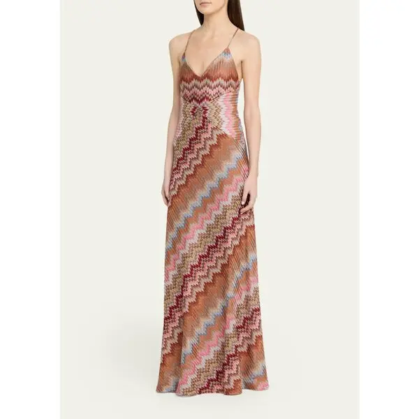 Missoni Multicolor Snake Chevron Sleeveless Gown