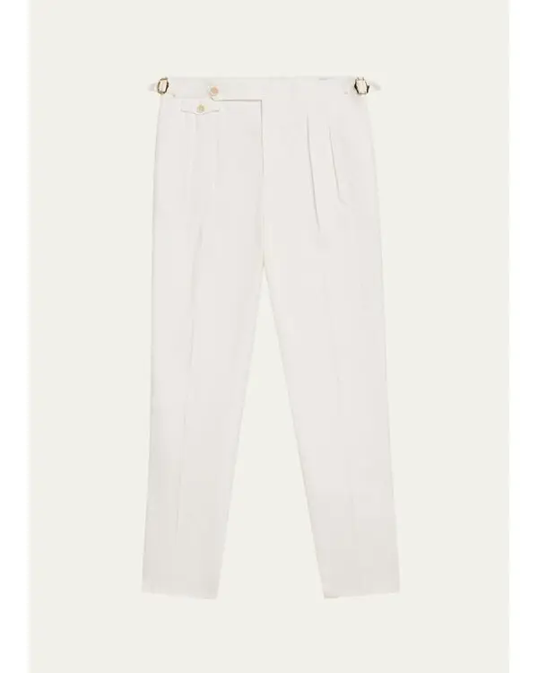 Brunello Cucinelli Cotton Pleated Trousers With Waist Tabs