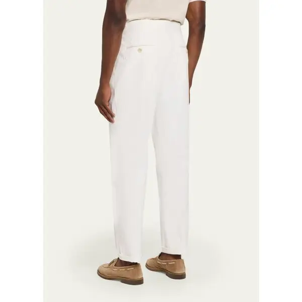 Brunello Cucinelli Cotton Pleated Trousers With Waist Tabs