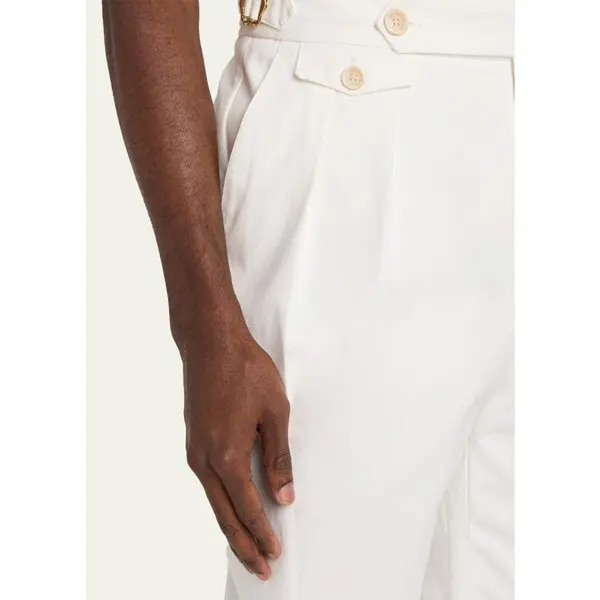 Brunello Cucinelli Cotton Pleated Trousers With Waist Tabs