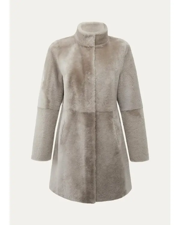 Gorski Merino Lamb Shearling Stroller Coat - Sand