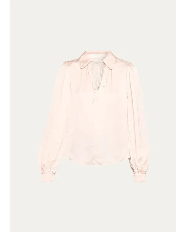 Alice + Olivia Roanne Tie-front Satin Blouse - Blush