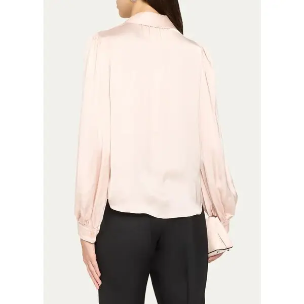 Alice + Olivia Roanne Tie-front Satin Blouse - Blush