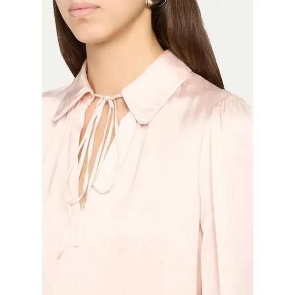 Alice + Olivia Roanne Tie-front Satin Blouse - Blush