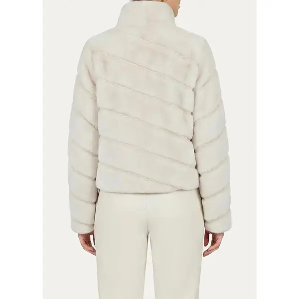 Gorski Diagonal Topstitched Merino Shearling Coat