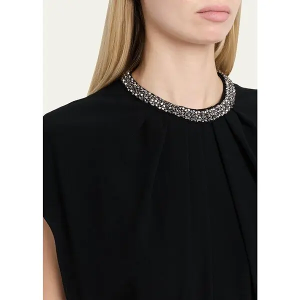 Rickie Freeman For Teri Jon Beaded Crepe A-line Midi Dress