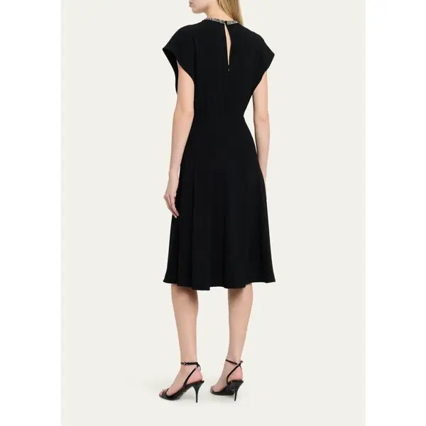 Rickie Freeman For Teri Jon Beaded Crepe A-line Midi Dress