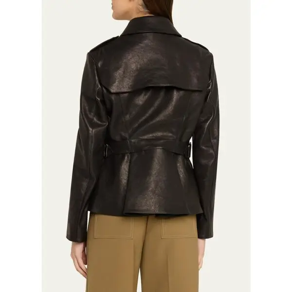 Burberry Leyton Lamb Leather Trench Jacket - Black