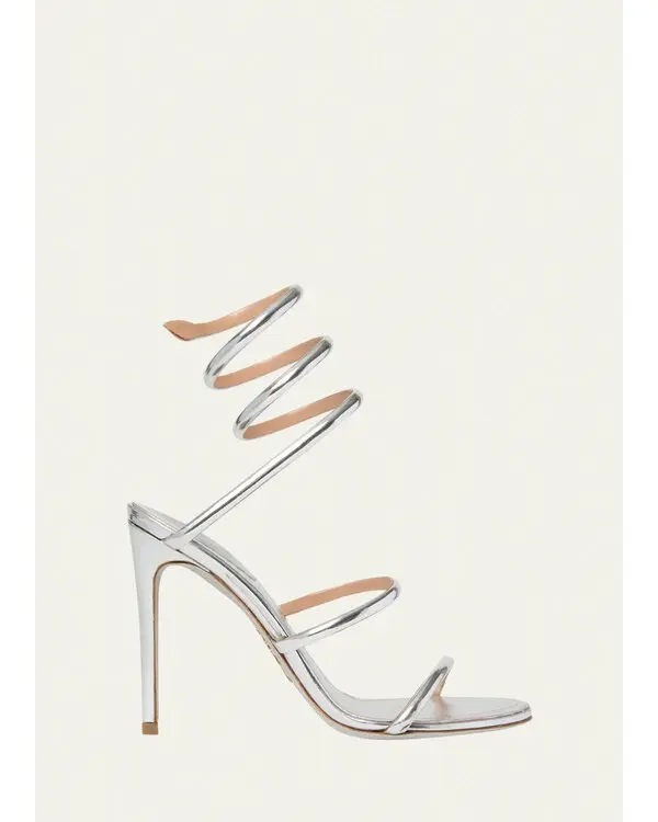 Rene Caovilla 105mm Cleo Metallic Leather Sandals