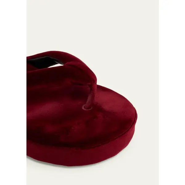 Balenciaga Jet Lag Stretch Velvet Platform Thong Sandals - Flame