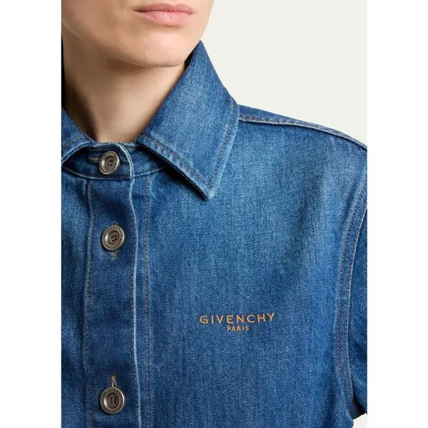 Givenchy Cropped Raw-edge Cotton Denim Jacket