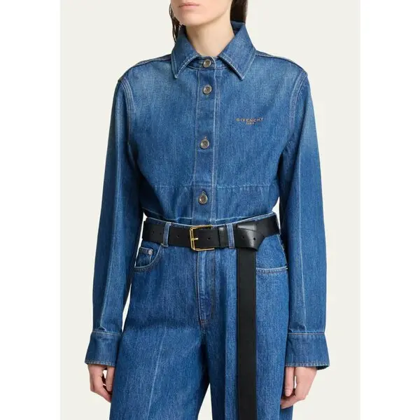 Givenchy Cropped Raw-edge Cotton Denim Jacket