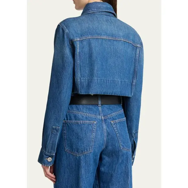 Givenchy Cropped Raw-edge Cotton Denim Jacket