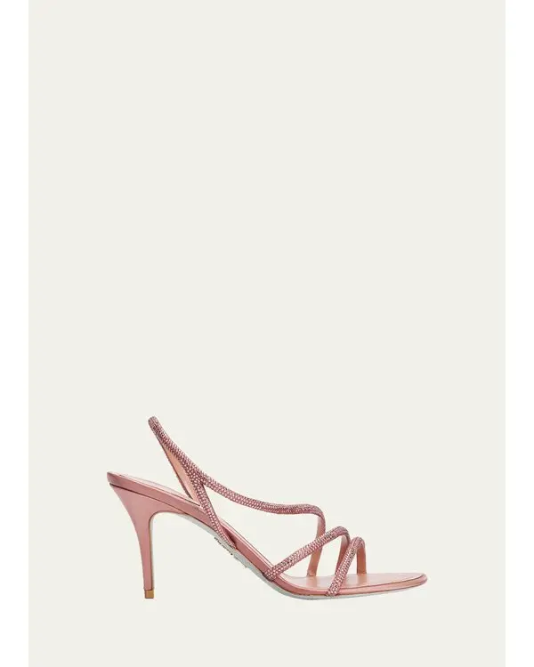 Rene Caovilla 80mm Cleo Crystal Satin Sandals