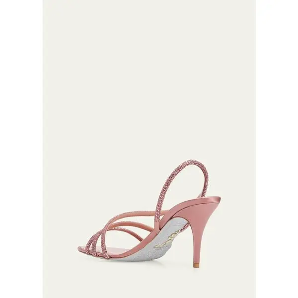 Rene Caovilla 80mm Cleo Crystal Satin Sandals
