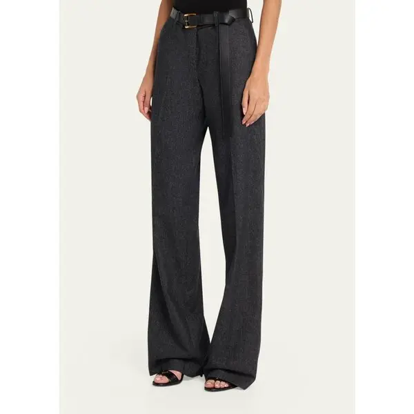 Michael Kors Camilla Wide-leg Melange Wool Trousers