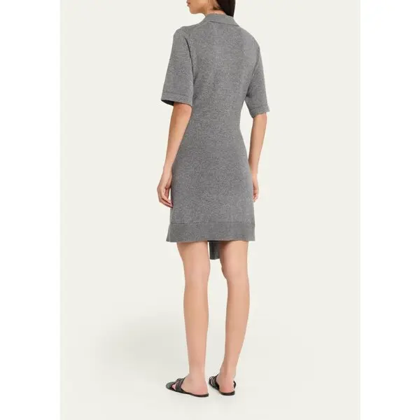 Michael Kors Tie-waist Cashmere Polo Sweater Mini Dress - Grey