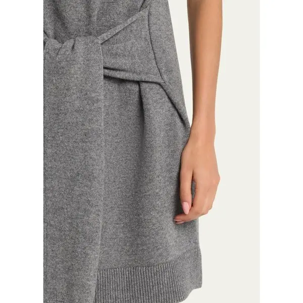 Michael Kors Tie-waist Cashmere Polo Sweater Mini Dress - Grey