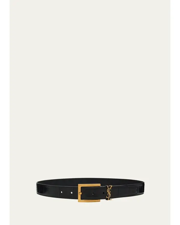 Saint Laurent Cassandre Belt In Eel Leather