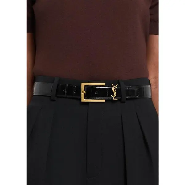 Saint Laurent Cassandre Belt In Eel Leather