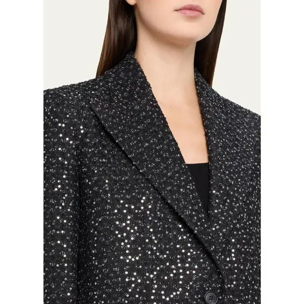 Michael Kors Single-button Sequin Cotton Tweed Blazer