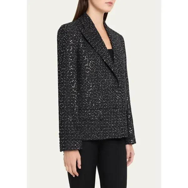 Michael Kors Single-button Sequin Cotton Tweed Blazer