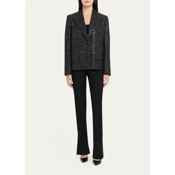 Michael Kors Single-button Sequin Cotton Tweed Blazer