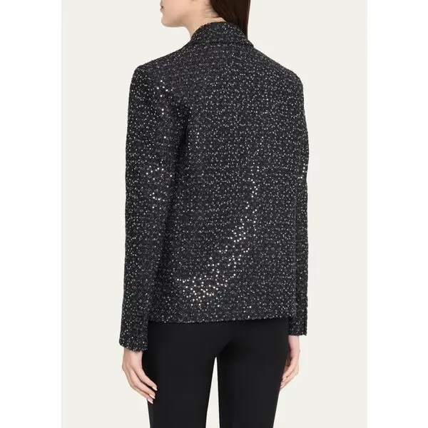 Michael Kors Single-button Sequin Cotton Tweed Blazer