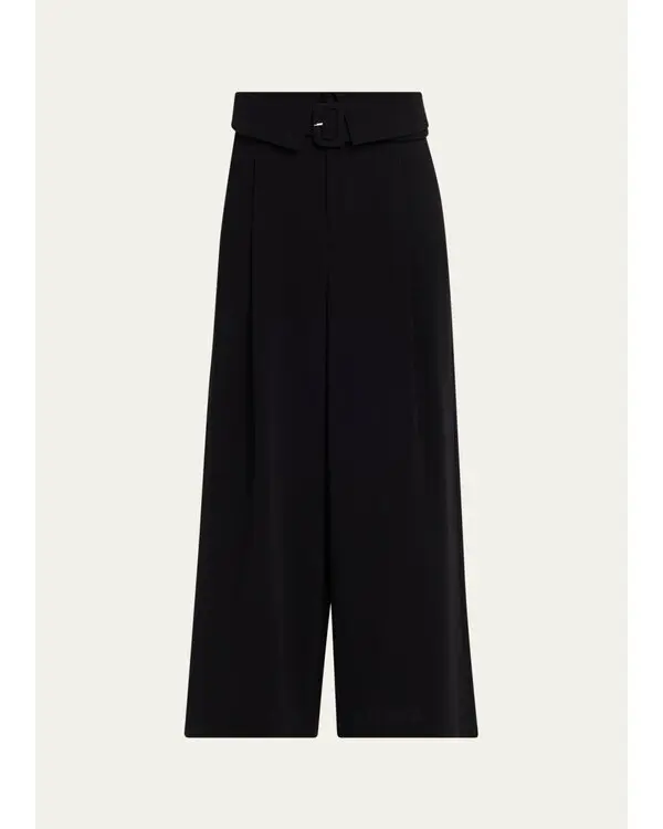 Cinq À Sept Lorena Belted Drapey Crepe Pants