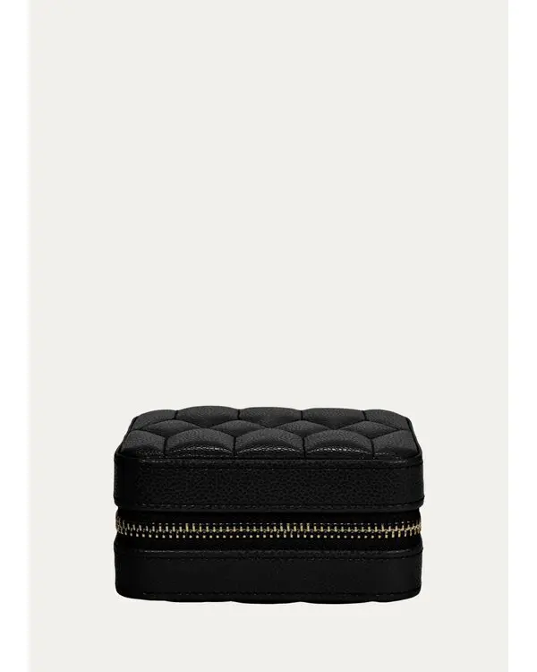 Wolf Lauren Vegan Leather Zip Travel Case - Black
