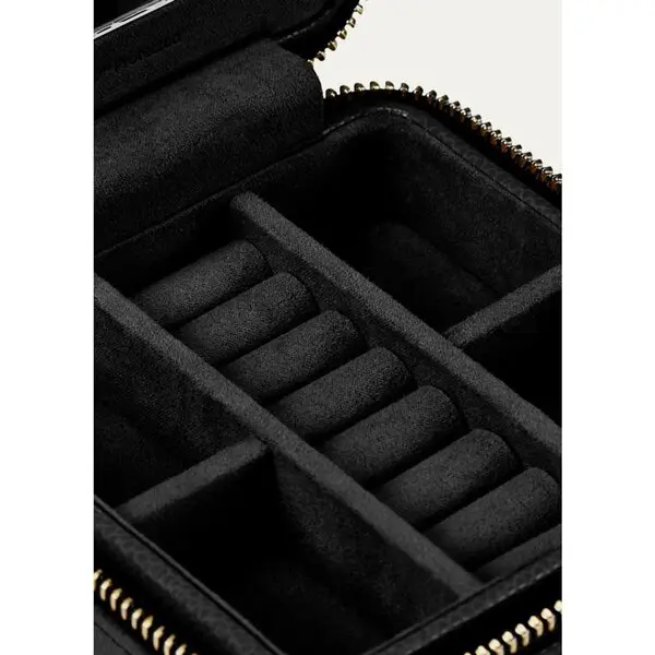 Wolf Lauren Vegan Leather Zip Travel Case - Black