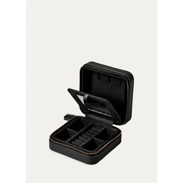 Wolf Lauren Vegan Leather Zip Travel Case - Black