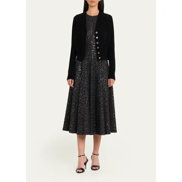 Michael Kors Sleeveless Sequin Cotton Midi Dress