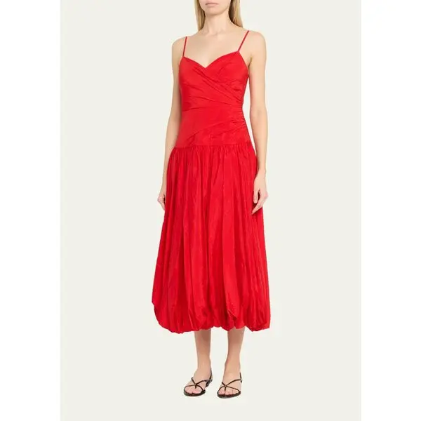 Cinq À Sept Fia Drop-waist Bubble Midi Dress - Goji Berry