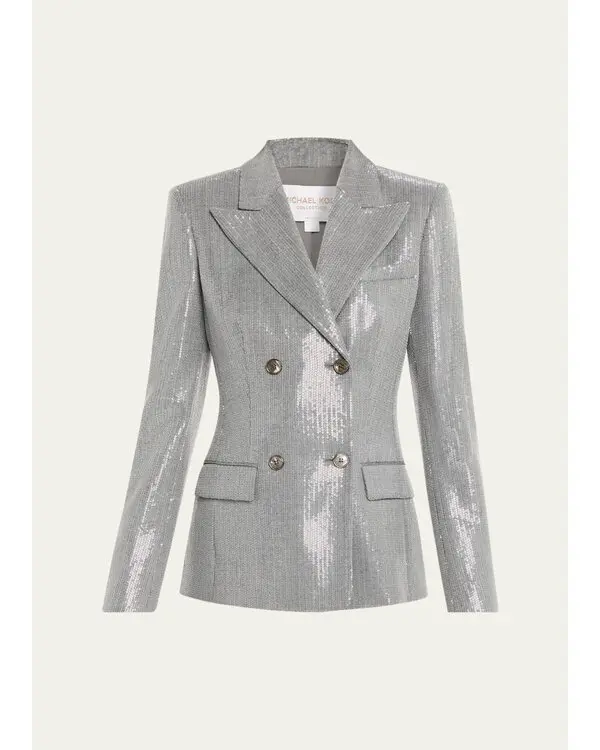 Michael Kors Double-breasted Pinstripe Sequin Jacket