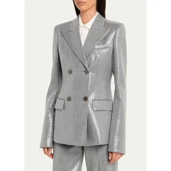 Michael Kors Double-breasted Pinstripe Sequin Jacket