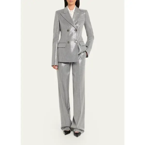 Michael Kors Double-breasted Pinstripe Sequin Jacket