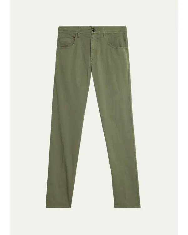 Cesare Attolini Cotton Slim Straight-leg Five-pocket Pants - Green