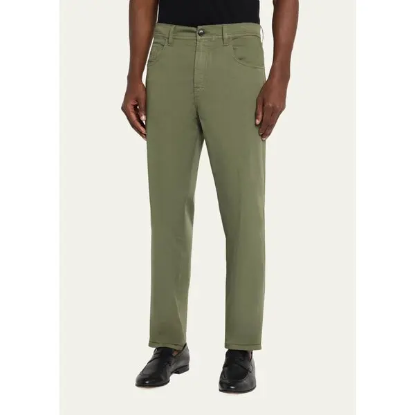 Cesare Attolini Cotton Slim Straight-leg Five-pocket Pants - Green