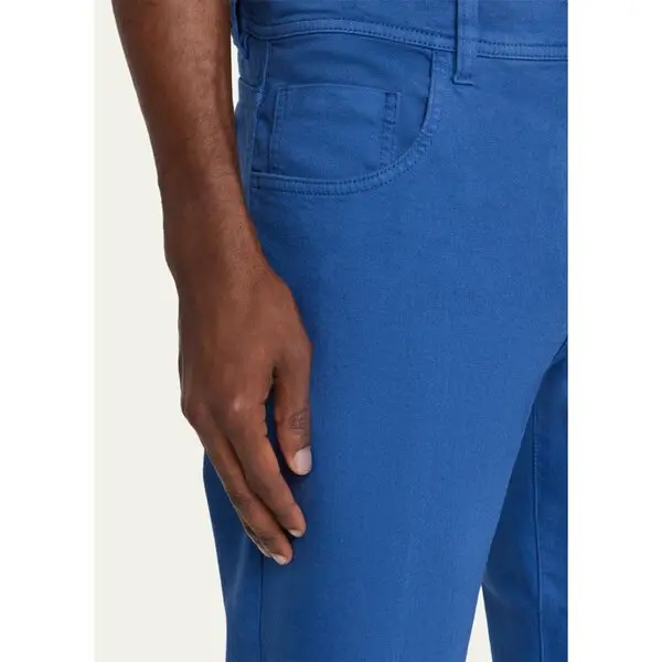 Cesare Attolini Cotton Bull Slim Straight-leg Five-pocket Pants - Blue