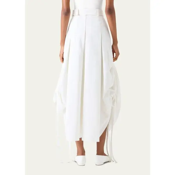Akris Belted Side-gathered Midi Skirt