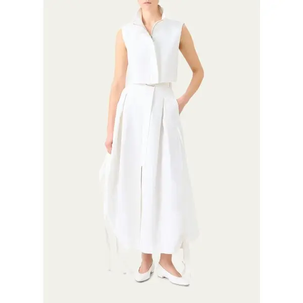 Akris Belted Side-gathered Midi Skirt