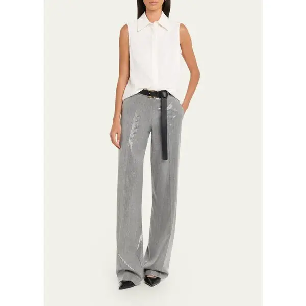 Michael Kors Camilla Sequin Pinstripe Wide-leg Trousers