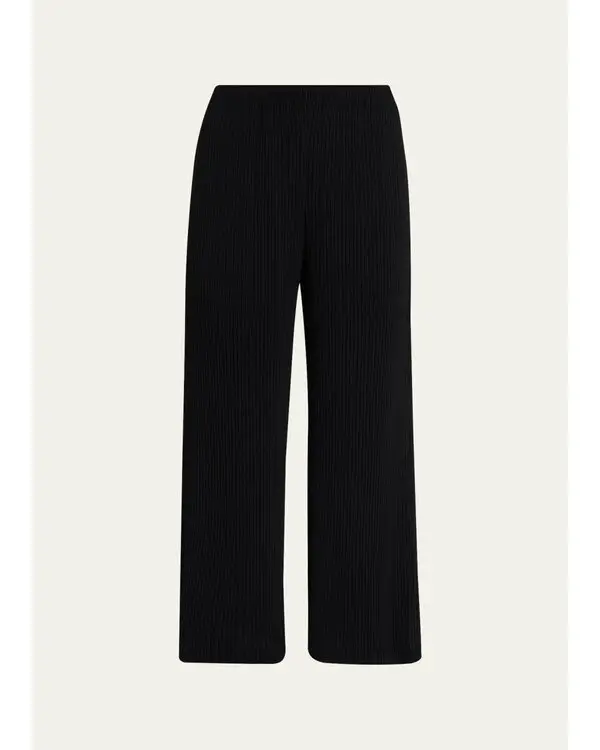 Issey Miyake Hatching Plisse Straight-leg Crop Pants