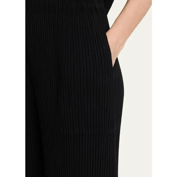 Issey Miyake Hatching Plisse Straight-leg Crop Pants
