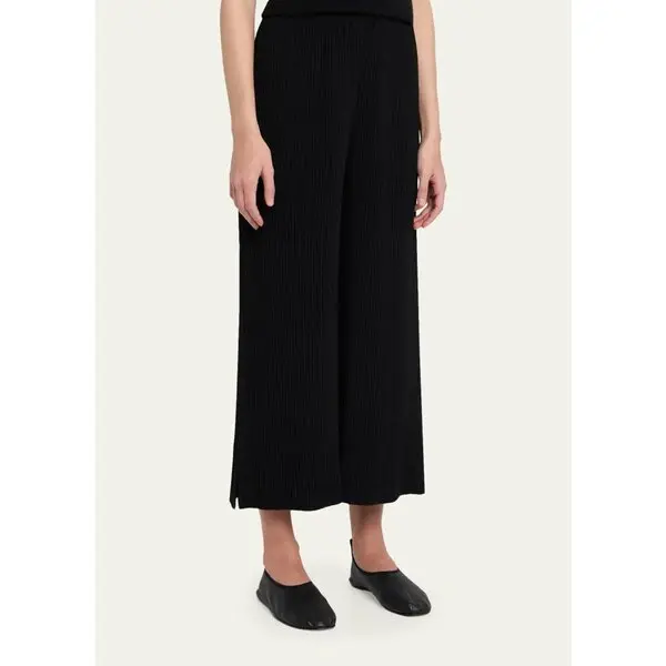 Issey Miyake Hatching Plisse Straight-leg Crop Pants