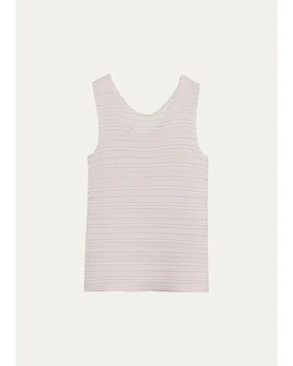 Issey Miyake Jiggly Pleated Plisse Tank Top - Light Gray